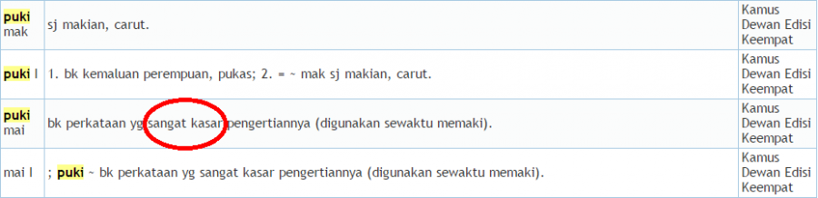 Puk****?! How come the Kamus Dewan has swear words?!?