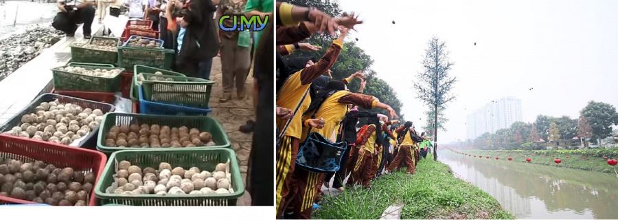 Singaporeans throw Effective-Microorganism balls into Klang River to ...