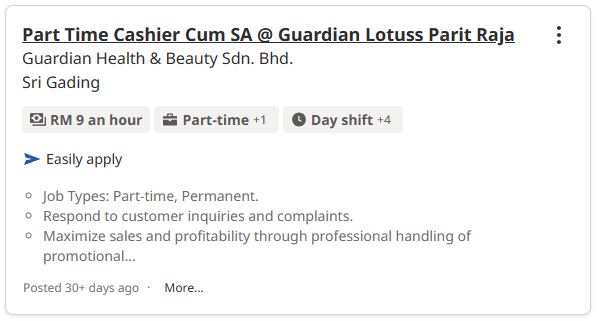 Which part-time job in Malaysia pays the most? We checked