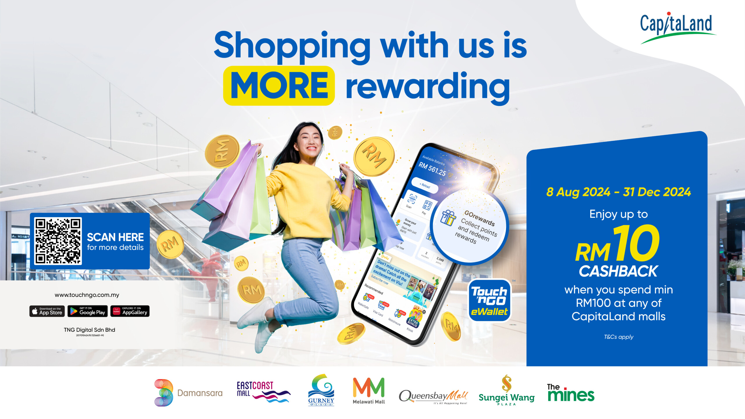 CapitaLand & TNG partner to offer shoppers cashback rewards